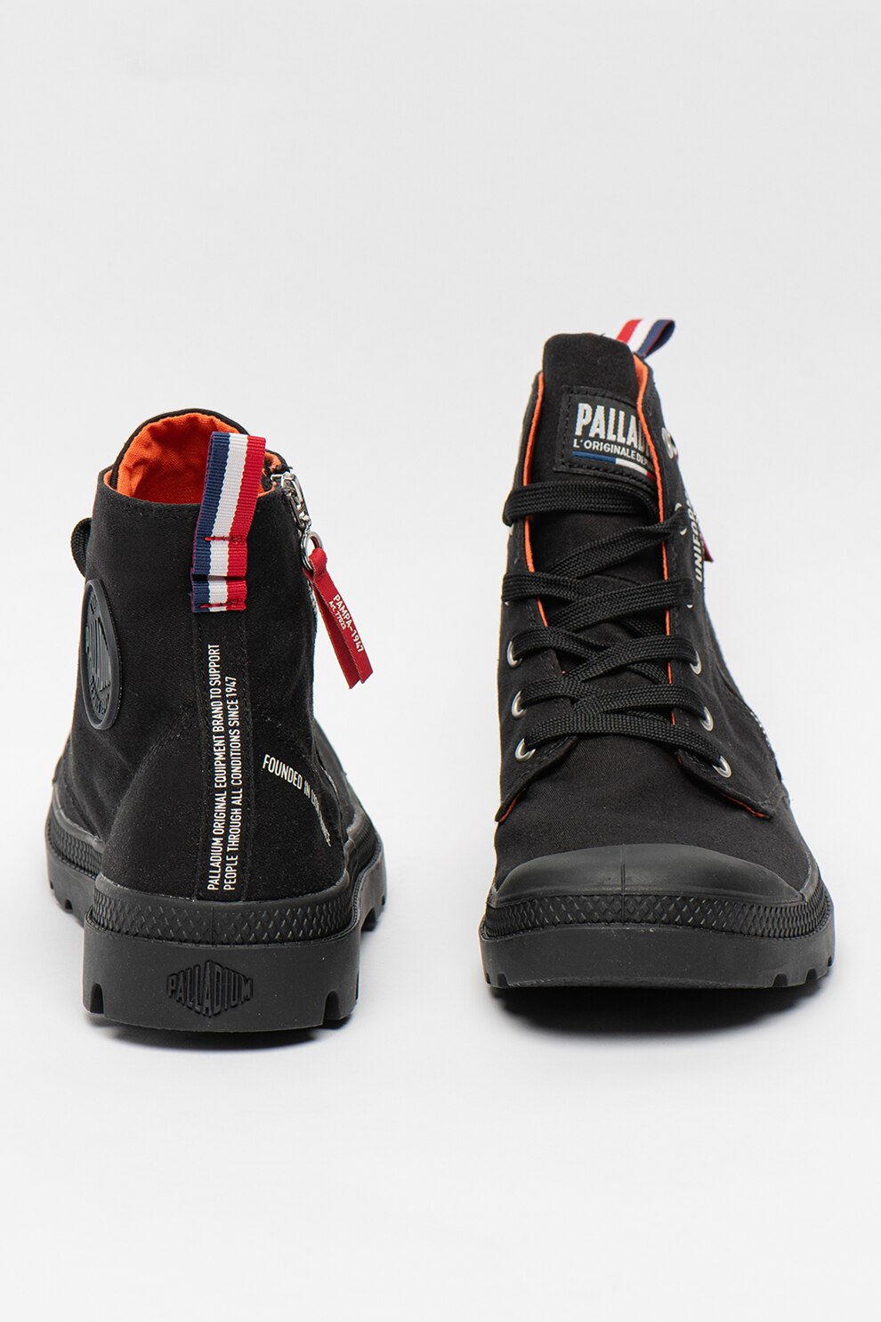 Palladium, Pantofi sport high-cut din material textil, Negru, 41 - eMAG.ro