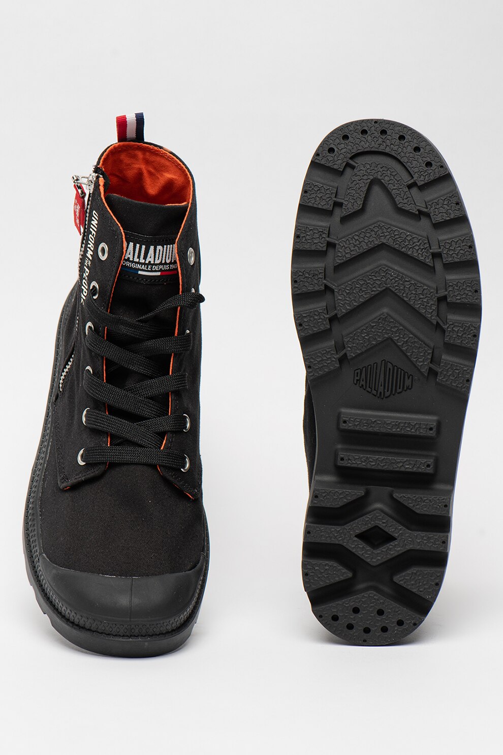 Palladium, Pantofi sport high-cut din material textil, Negru, 41 - eMAG.ro