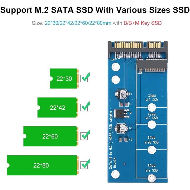 Adaptor, NEXT, SSD M.2 (M2) la conector SATA 3.0 de 2,5" - eMAG.ro