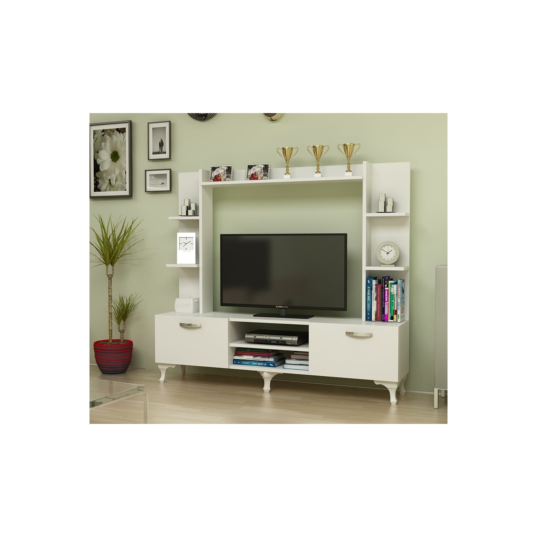 Mobila living alba Reina Homs 150 x 32 x 135 cm - eMAG.ro