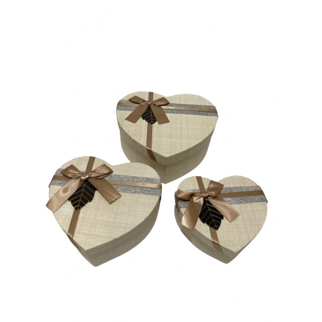 Set 3 cutii inima cu funda, 314 g - eMAG.ro