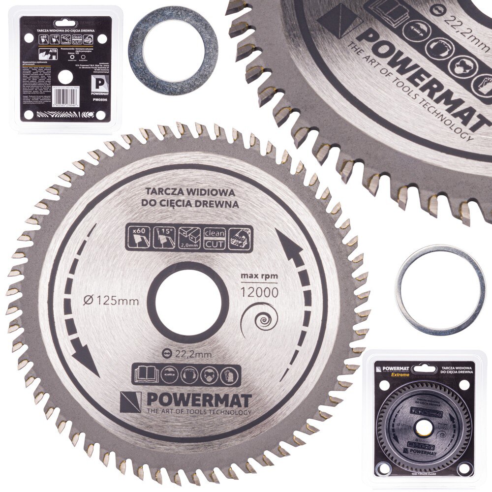 Disc circular pentru lemn 125x22.2mm cu 60 dinti TDD, Powermat - eMAG.ro