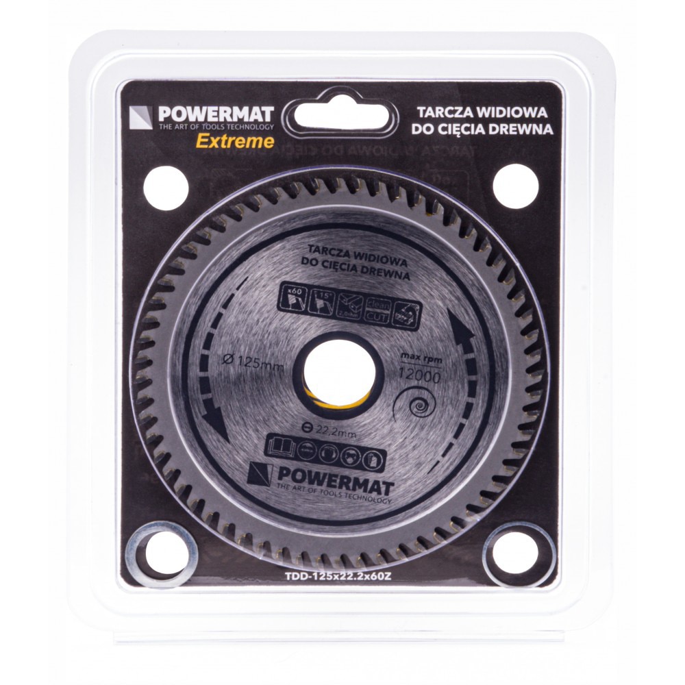 Disc circular pentru lemn 125x22.2mm cu 60 dinti TDD, Powermat - eMAG.ro