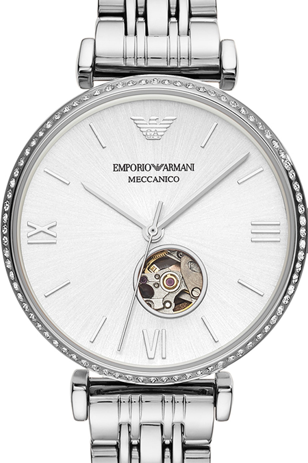 Emporio Armani, Ceas mecanic din otel inoxidabil, Argintiu - eMAG.ro