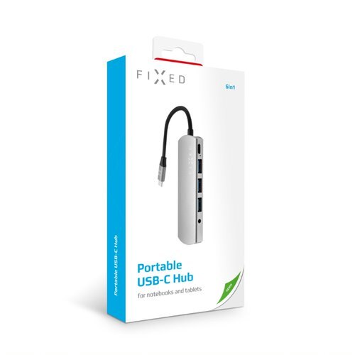 FIXED USB-C Multiport Hub, 6 az 1-ben, USB 3.0, HDMI 4K, Audio 3,5 mm ...
