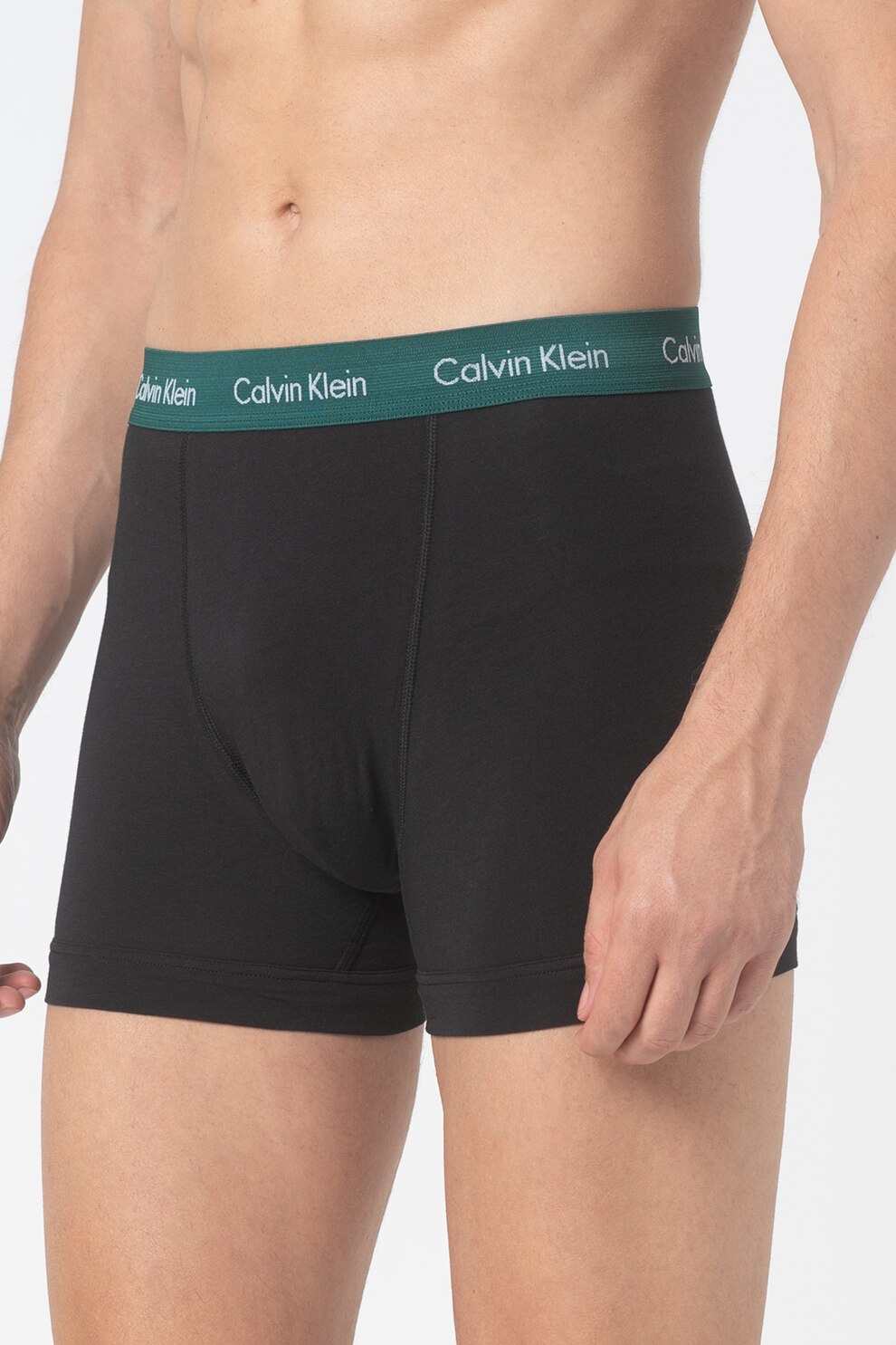 CALVIN KLEIN, Боксерки с лого на талията - 3 чифта, Зелен, Черен, Син ...