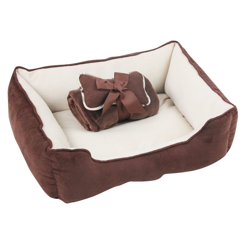 Culcus pentru animale de companie + patura si perna, maro - eMAG.ro