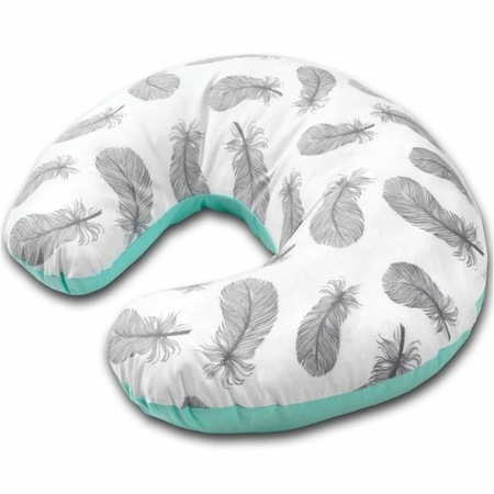 Perna alaptare Kidizi Celia Mint Feathers, husa bumbac detasabila - eMAG.ro