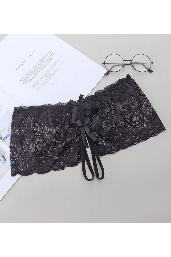 Chiloti boxeri dama, dantela, Negru, S-M INTL - eMAG.ro