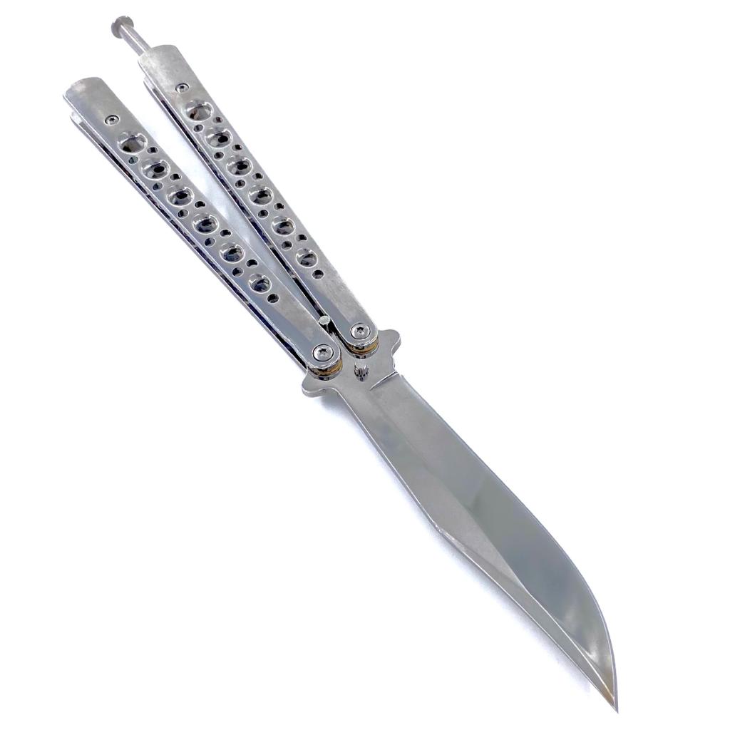 Нож Butterfly balisong CS:GO, с острие, 24 см, сребрист, калъф с щипка ...