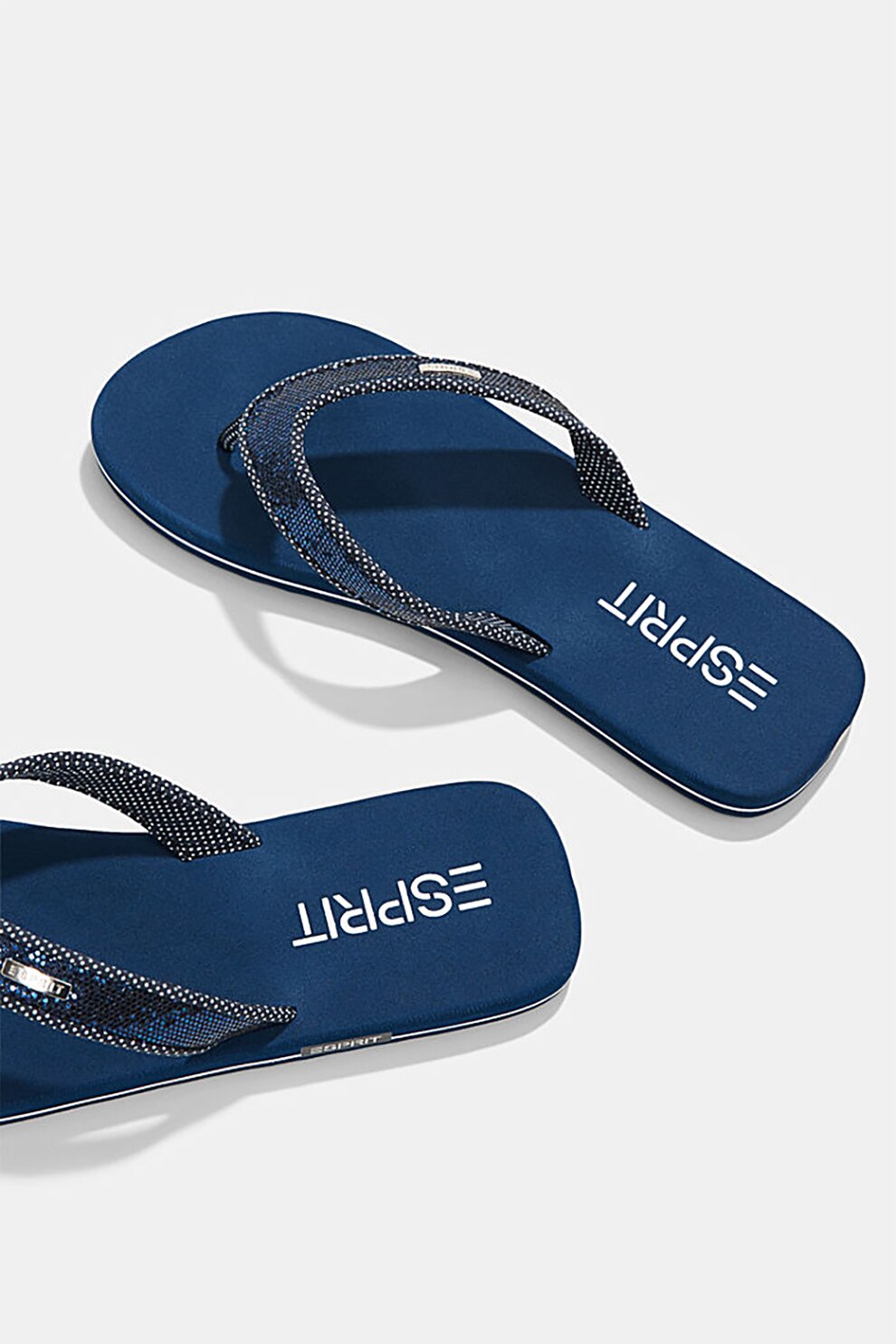 Esprit, Papuci flip flop cu aspect stralucitor, Bleumarin, 37 - eMAG.ro