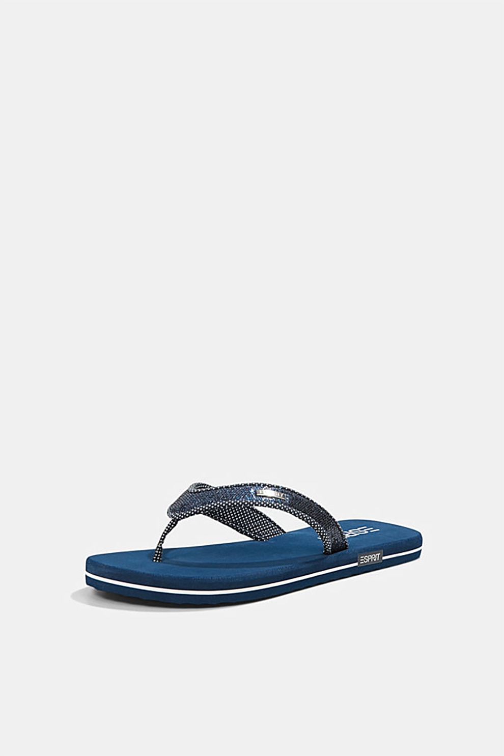 Esprit, Papuci flip flop cu aspect stralucitor, Bleumarin, 37 - eMAG.ro