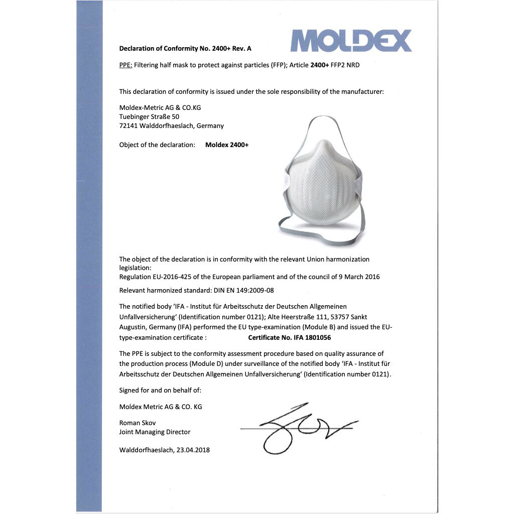 Masca FFP2 Moldex 2400, fara valva - eMAG.ro