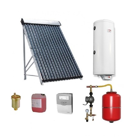Sistem solar presurizat apa calda 3-4 persoane, colector 15 tuburi, boiler Eldom 150l 1s, grup ...