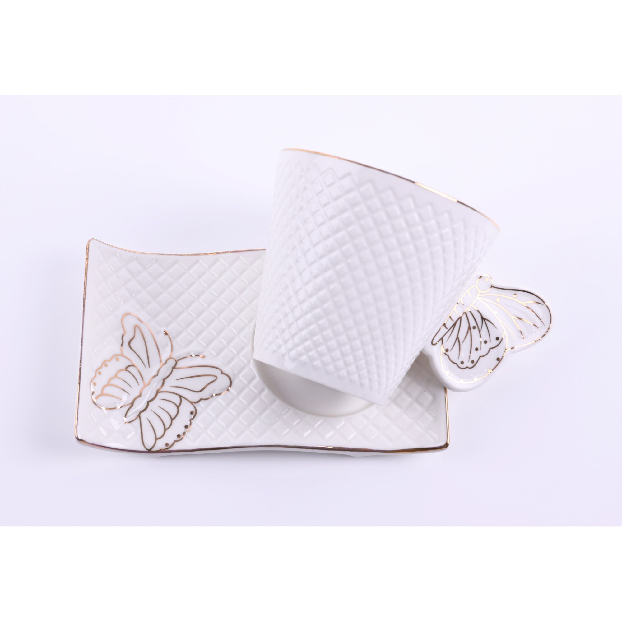 Set de cesti pentru cafea sau ceai, 6 cesti de 220 ml cu 6 farfurioare ...