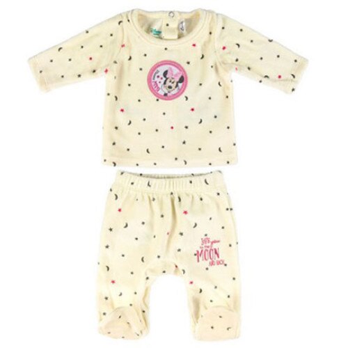 Compleu bebe, Minnie, Love you to the Moon, crem 52 cm - eMAG.ro