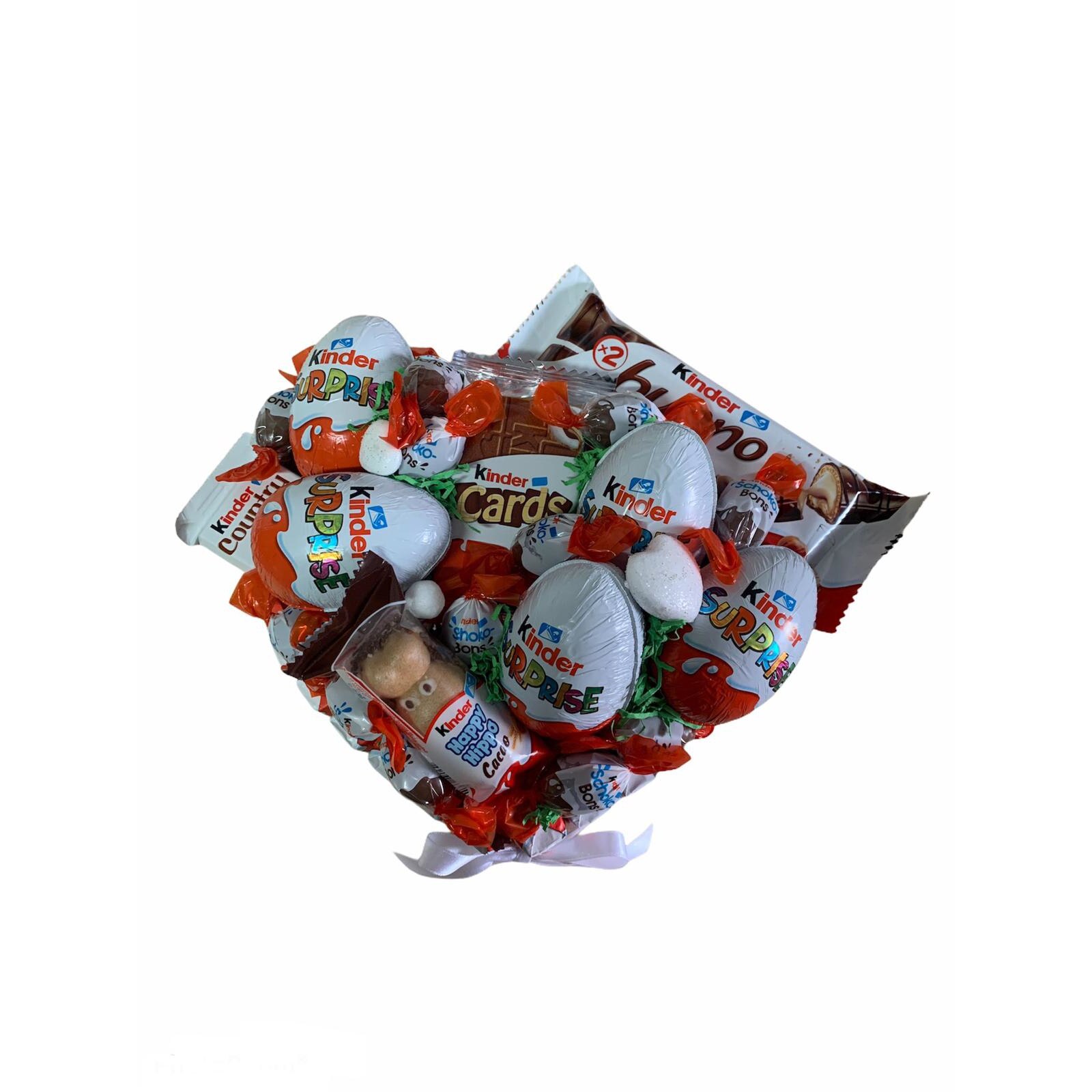 Tort Cadou, 49 Dulciuri Kinder, Forma Inima, Dimensiune XL, 500 Grame ...