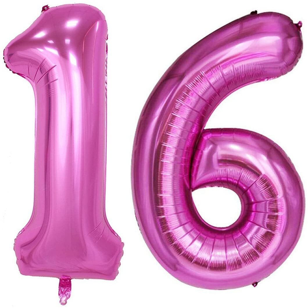 Set 2 baloane folie, WOW, Roz, aniversare 16 ani, 100 cm - eMAG.ro
