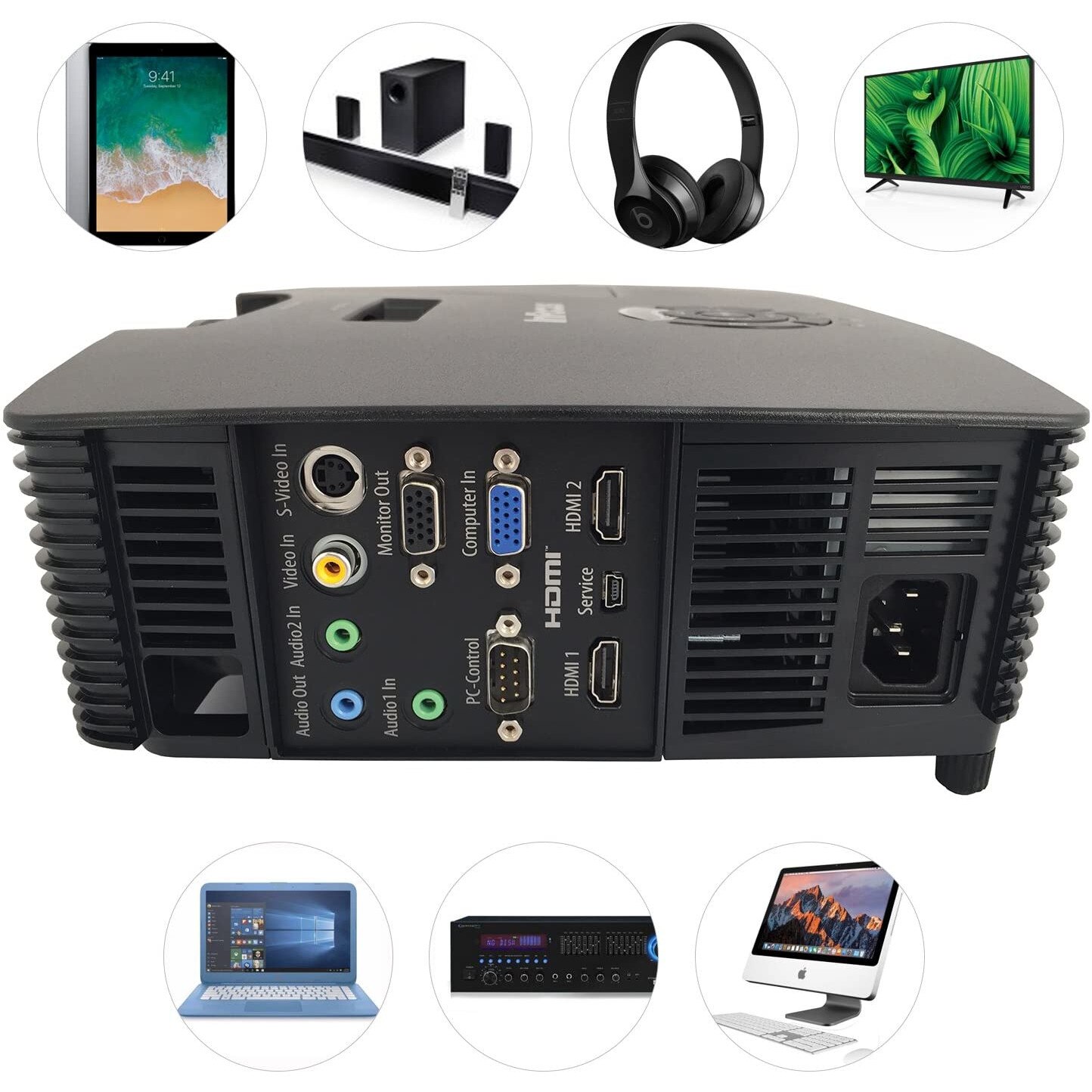 Proiector, InFocus, SVGA (800 x 600), 3800 lumeni, 15.000 ore, Negru ...