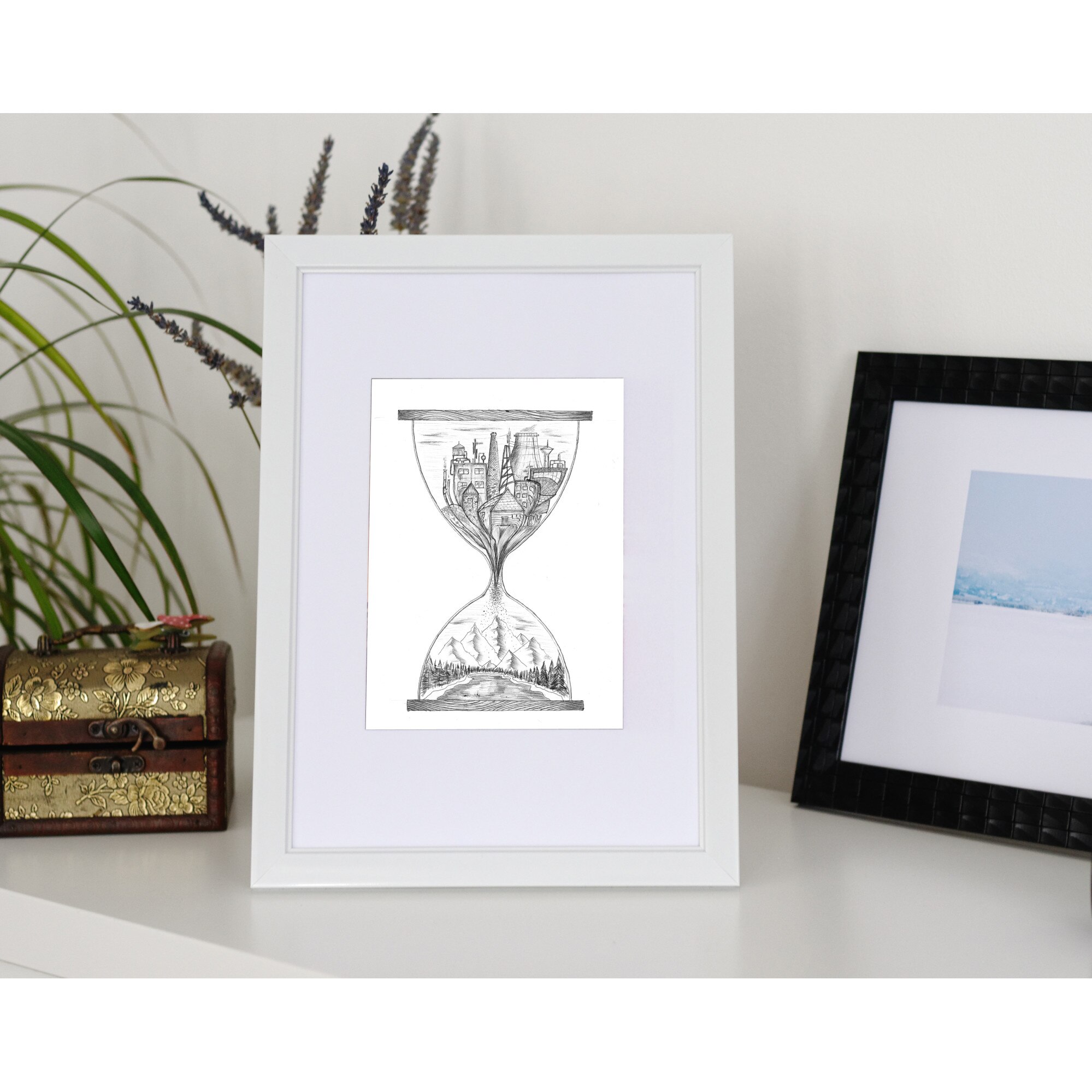 Desen in tus "Clepsidra", copie in editie limitata, semnata, imprimata ...