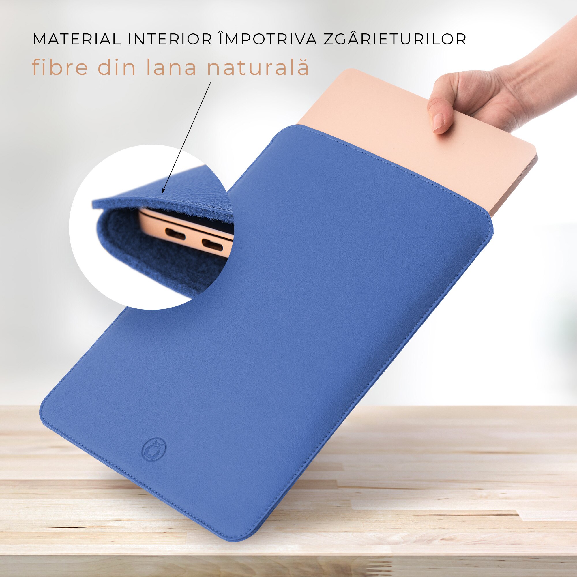 Husa laptop, MacBook PRO 15 inch, UNIKA, piele PU cu lana din fibre ...