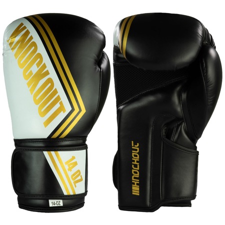 Manusi box Knockout Fighter Negru/Alb/Gold - 8OZ - eMAG.ro