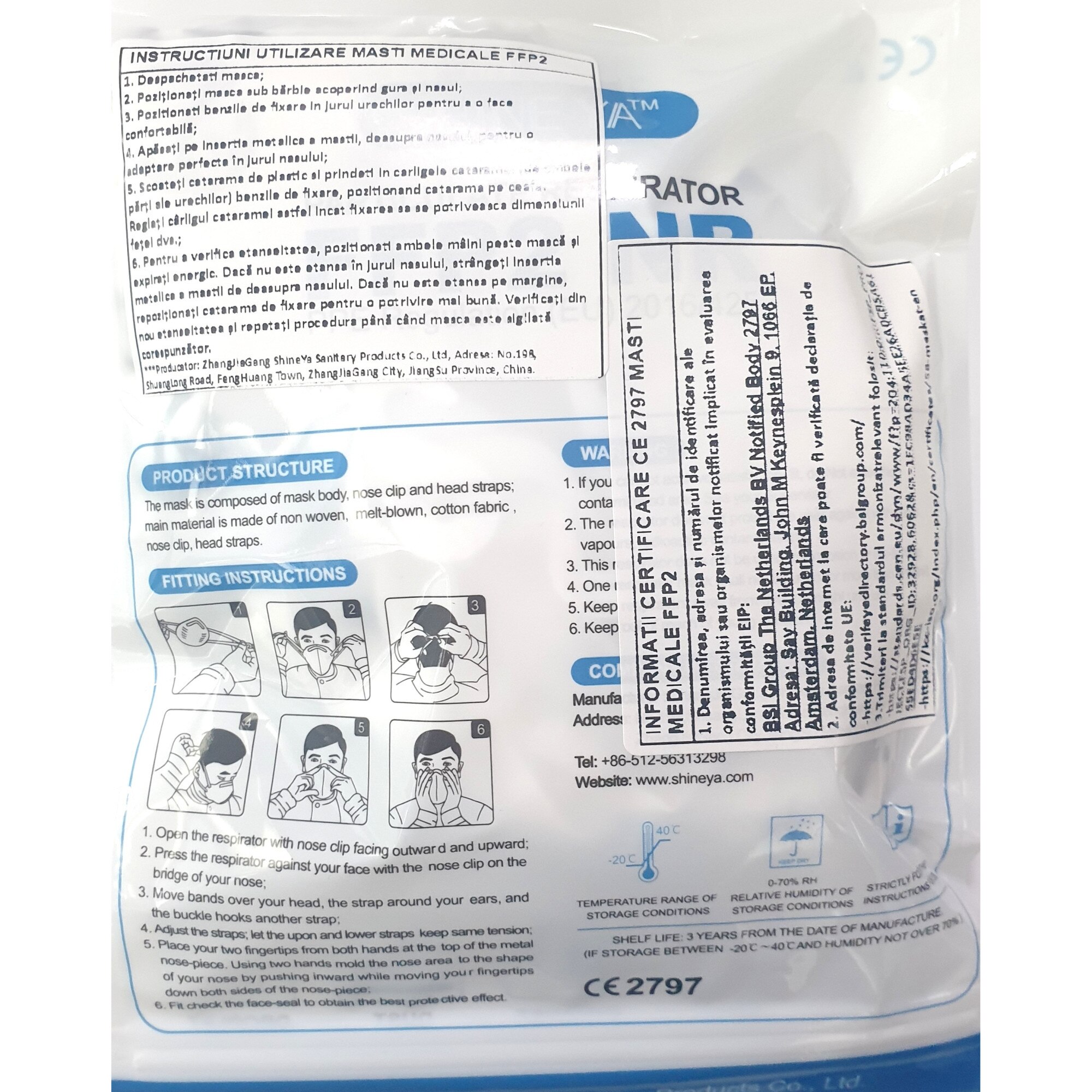 Set 5 buc Semi Masca Profesionala uz medical, protectie FFP2 NR, CE ...