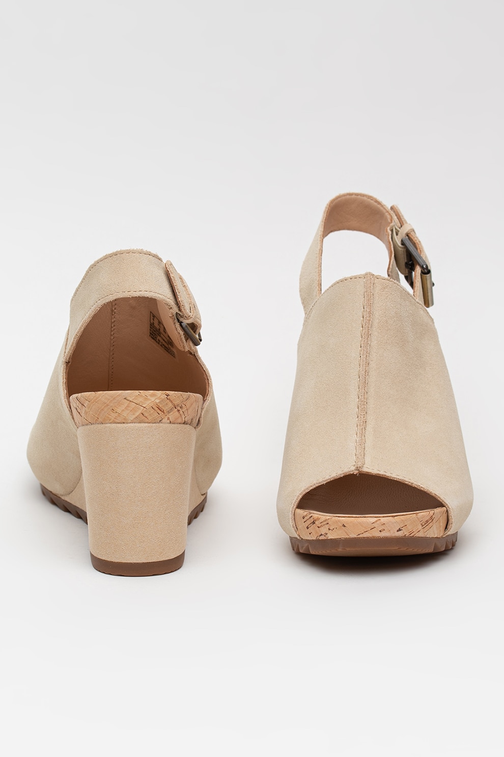 Clarks, Скосени велурени сандали Flex Stitch, Камел, 4 - eMAG.bg