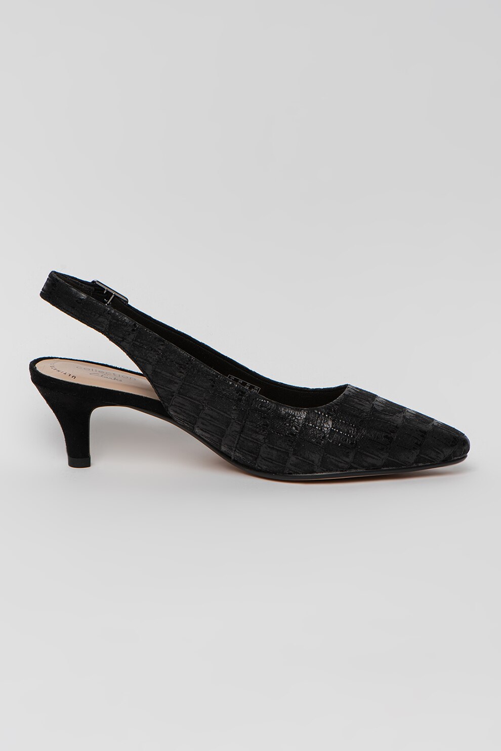 Clarks, Pantofi slingback de piele Linvale Sondra, Negru, 4 - eMAG.ro