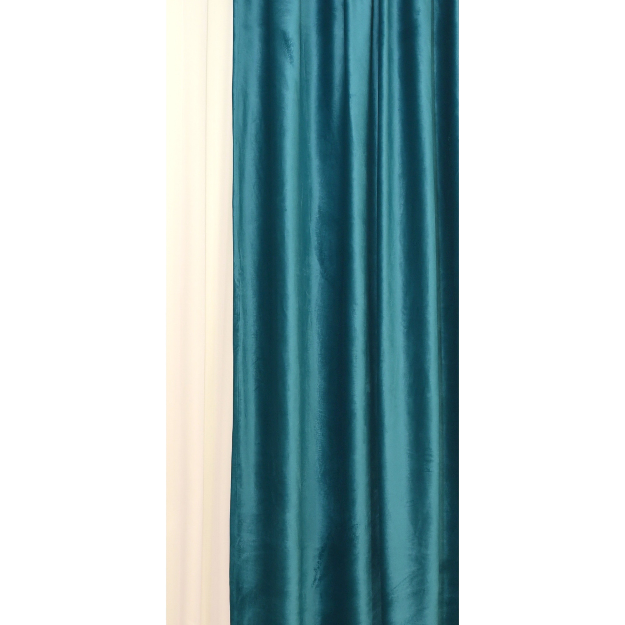 Set doua draperii Catifea Turcoaz Inchis 2x150x260 cm, cu rejansa - eMAG.ro