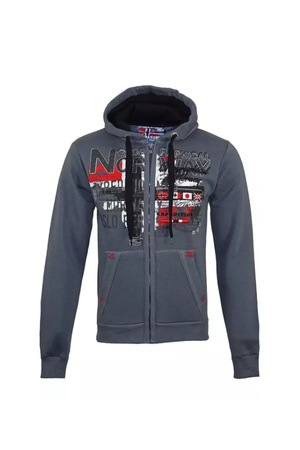 Hanorac Barbati Geographical Norway Getchup, cu gluga si logo supradimensionat, Gri, M - eMAG.ro