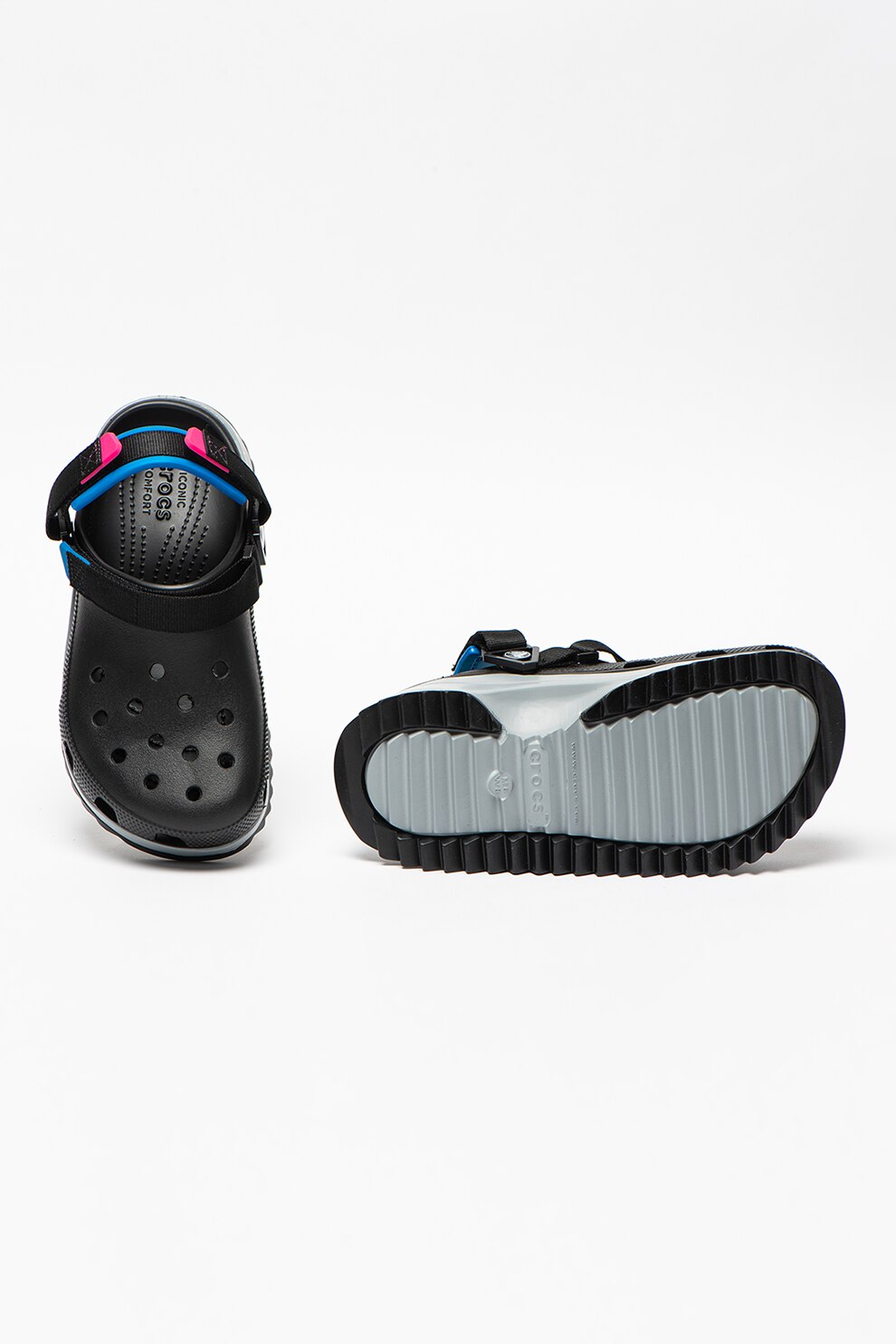 Crocs, Saboti unisex slingback cu calapod lat Classic Hiker, Negru, 36 ...