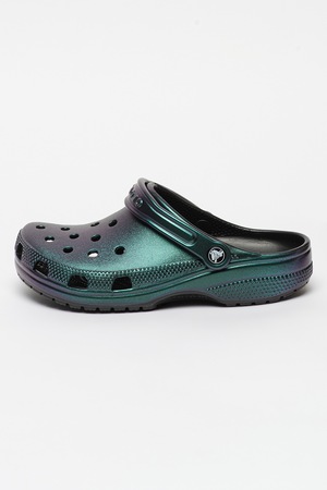 Crocs, Saboti slingback cu calapod lat si perforatii Classic, Verde ...