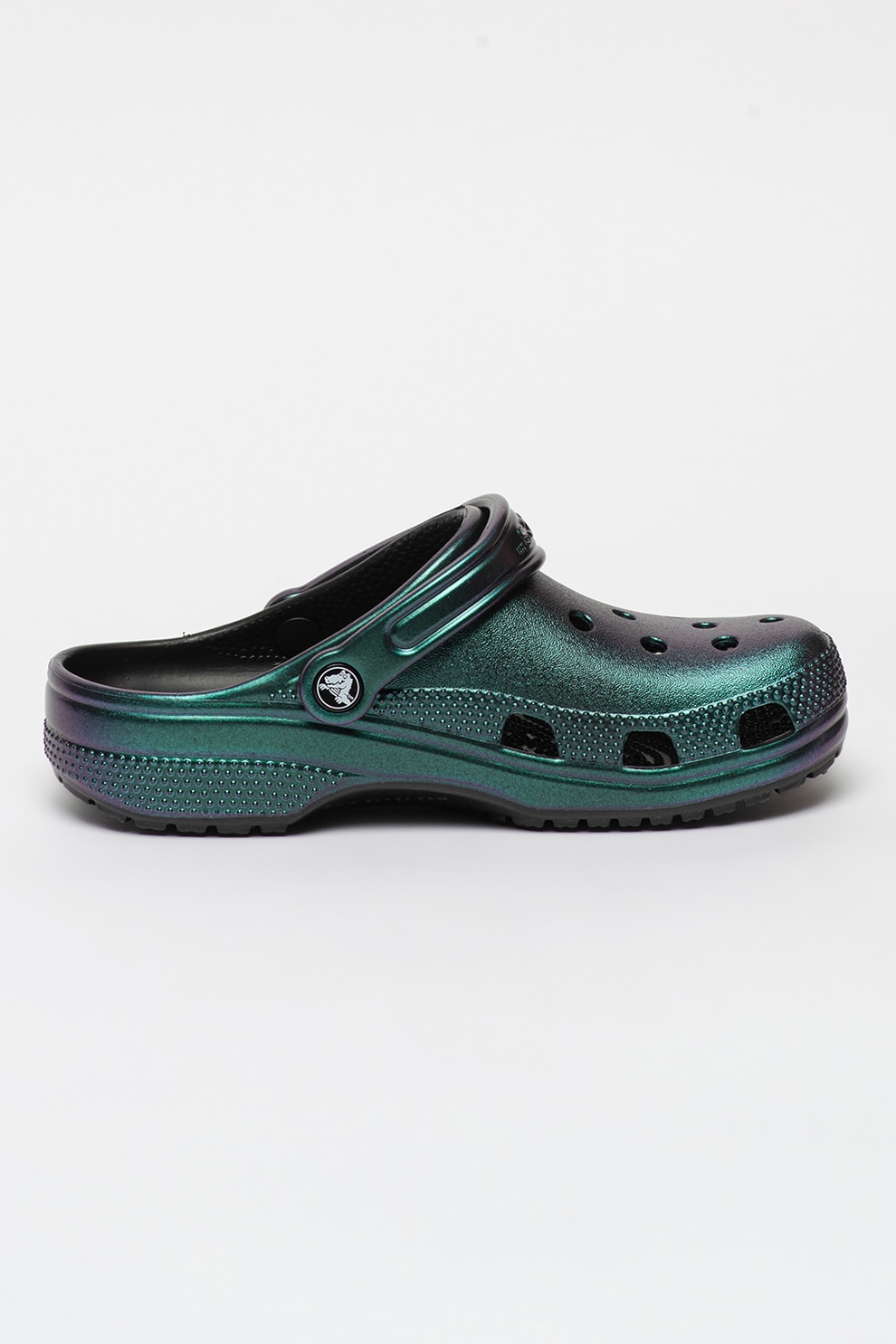 Crocs, Saboti slingback cu calapod lat si perforatii Classic, Verde ...
