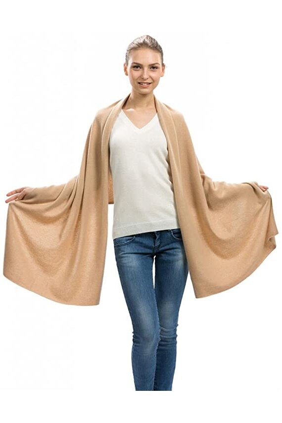 Esarfa dama Citizen Cashmere, Casmir, Bej, 184.9 x 59.9 cm - eMAG.ro