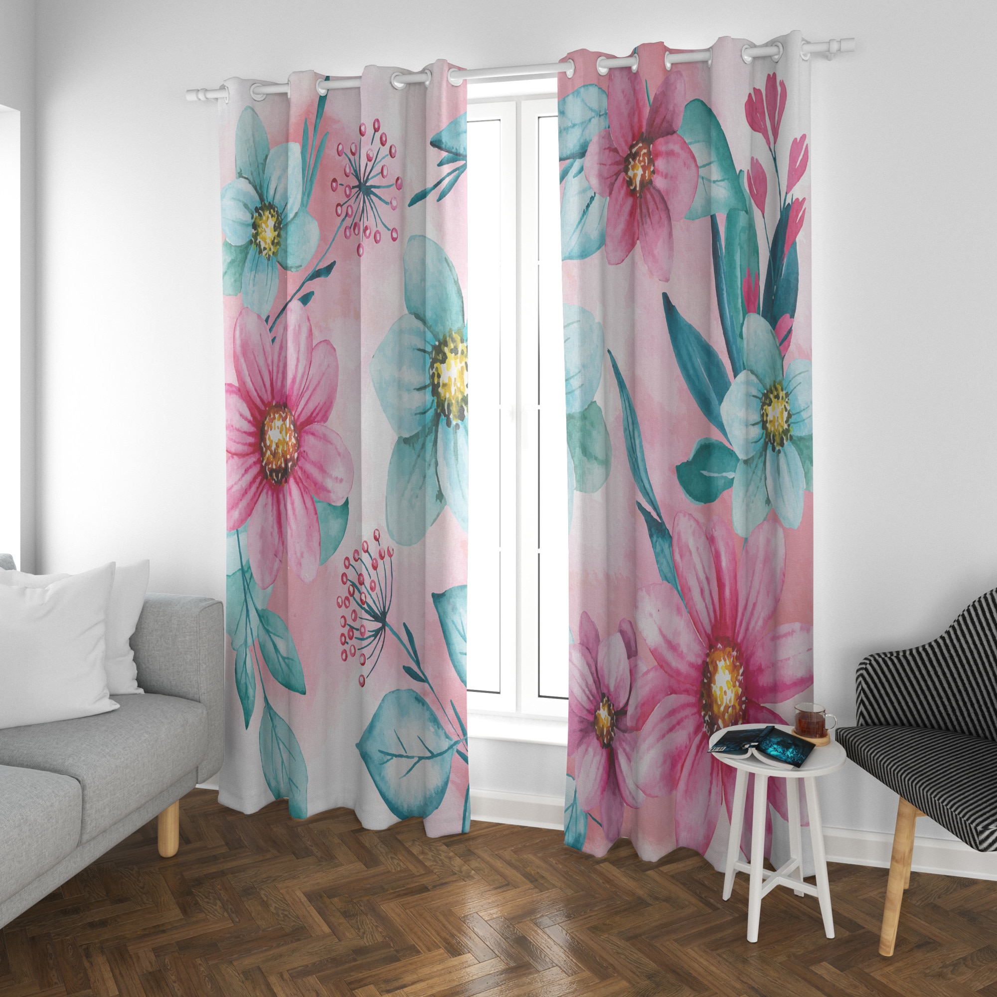 Draperie personalizata model Floral 03, 250x150cm, Tida-Ro - eMAG.ro