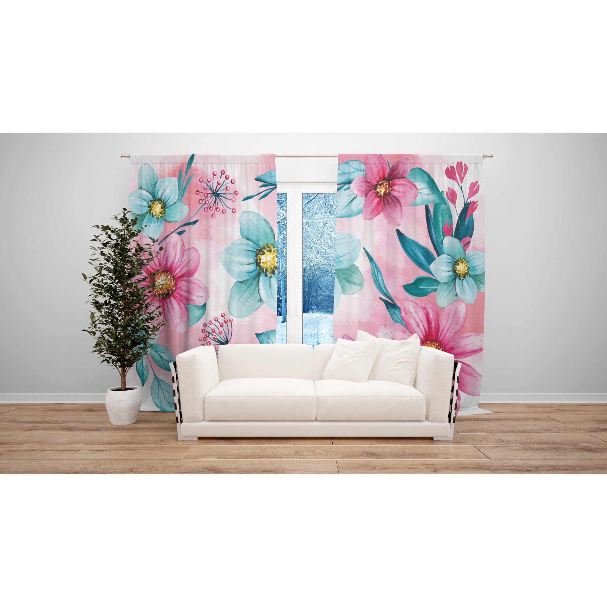 Draperie personalizata model Floral 03, 250x150cm, Tida-Ro - eMAG.ro