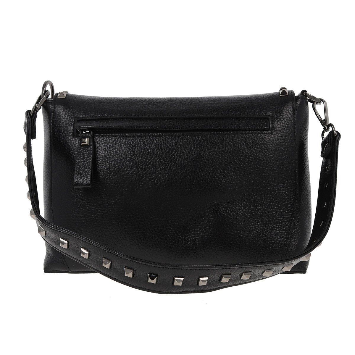 Geanta din piele naturala neagra, model cu tinte T429, MAGAZINUL DE ...