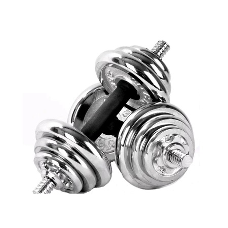 Set 2 gantere 40kg fier cromat reglabile, exercitii fitness brate, culoare gri, piulite de ...