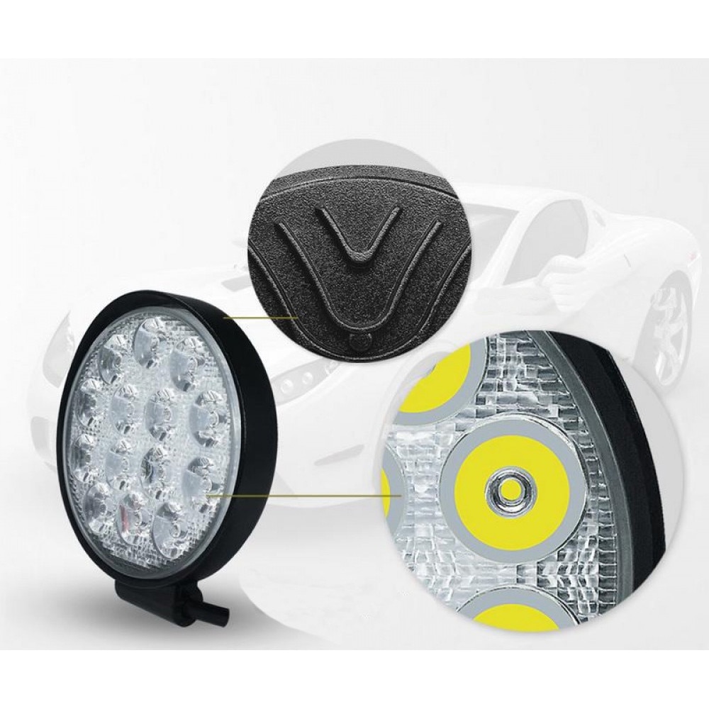 Proiector LED Auto Offroad Rotund 42W Tractor Suv Atv Moto Barca Camion ...