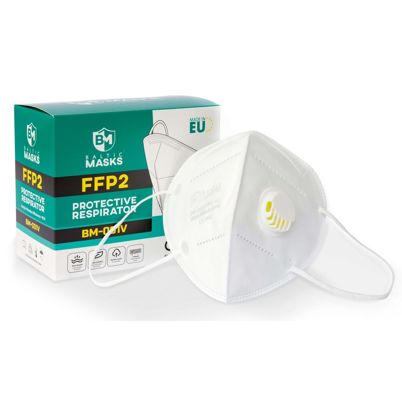 Masca de protectie respiratorie FFP2 cu valva - Baltic Masks BM-001V NR ...