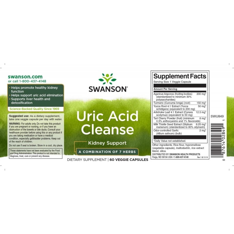 Uric Acid Cleanse 60 Capsule, Swanson - eMAG.ro