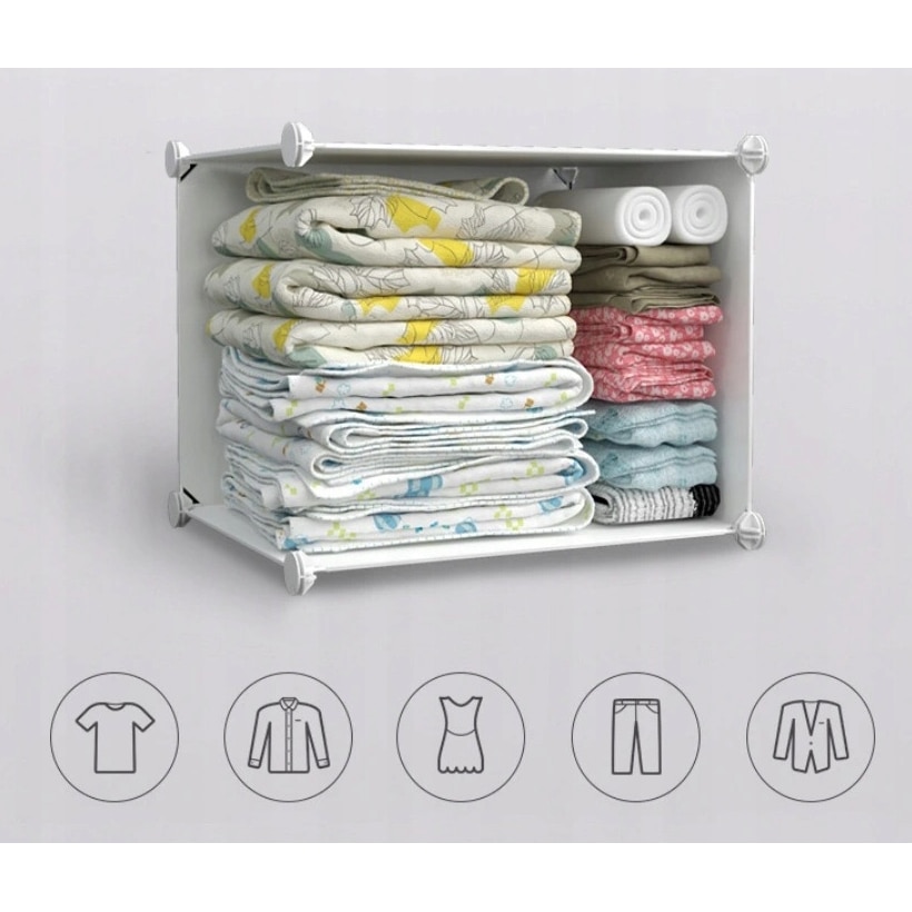 Dulap pentru haine cu imagini, Copii, 12 Rafturi, alb, 111 x 37 x 147 ...