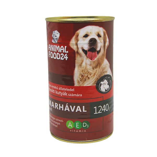 Hrana umeda completa pentru caini Animal FoodDog conserva 1240 g, vita ...