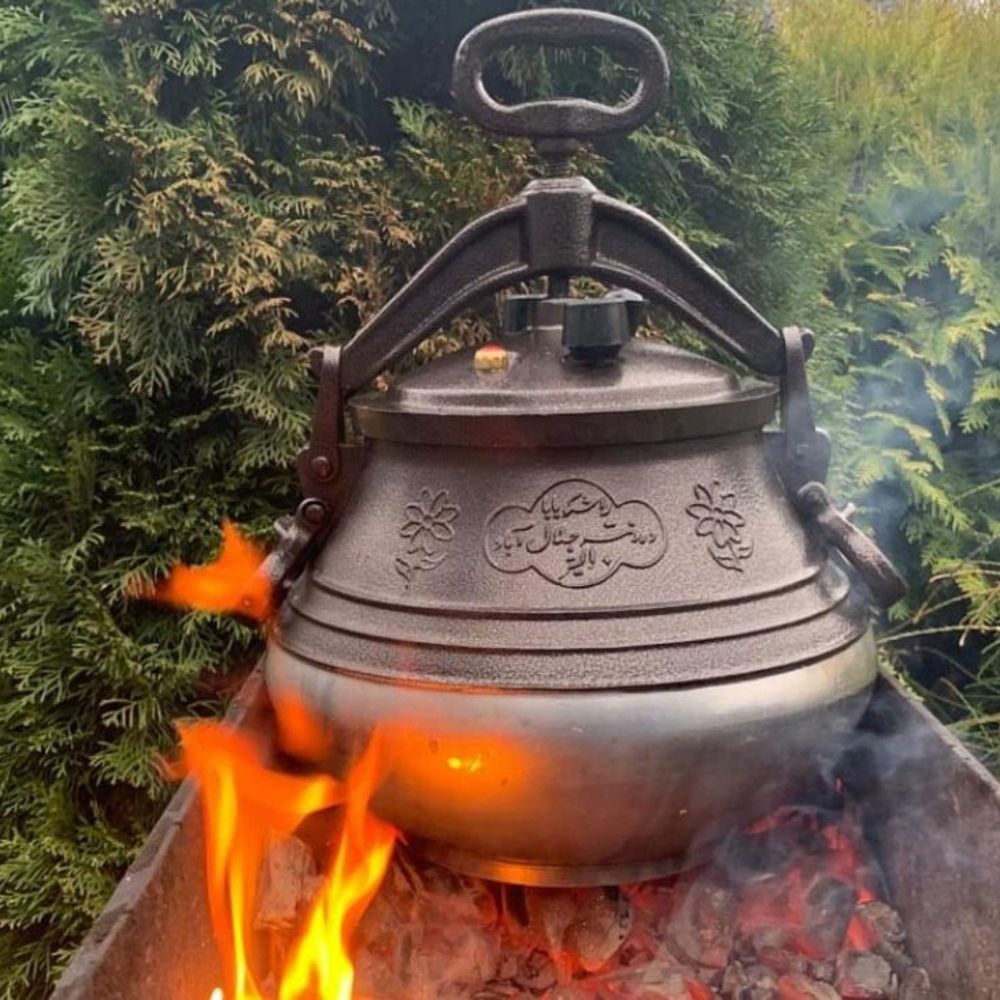 Ceaun de aluminiu sub presiune Afgan 13 L, Inox/Maro - eMAG.ro