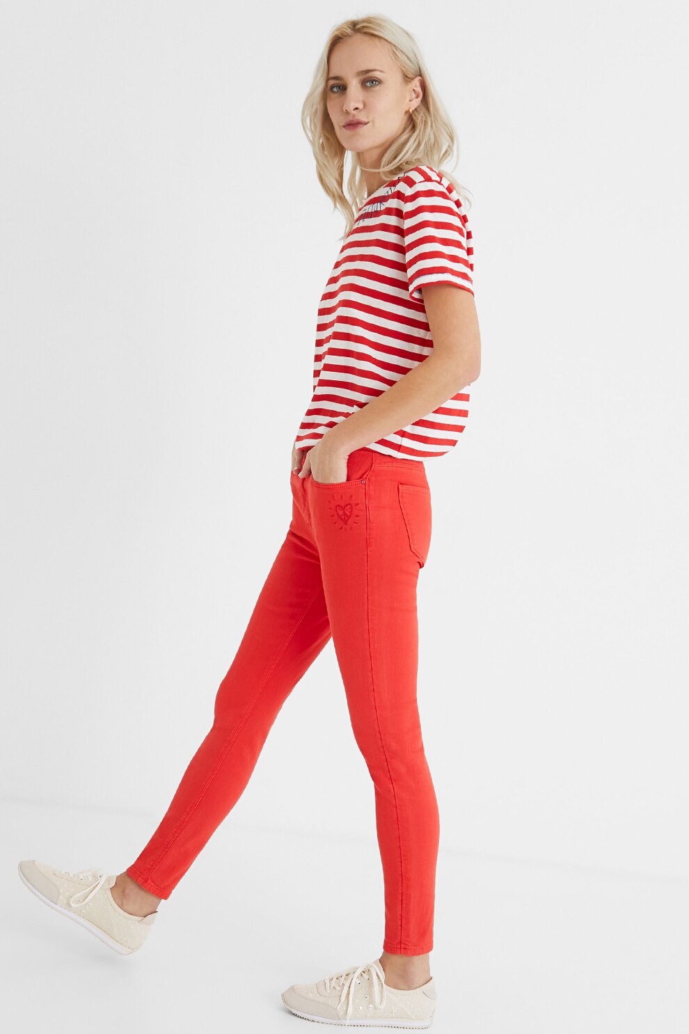 DESIGUAL, Blugi crop skinny, Corai, 44 - eMAG.ro