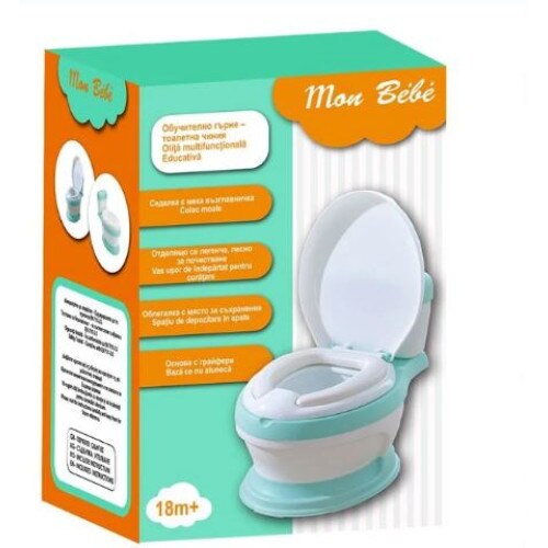 Olita educativa cu capac tip WC alb/turcoaz, plastic, +18 luni - eMAG.ro