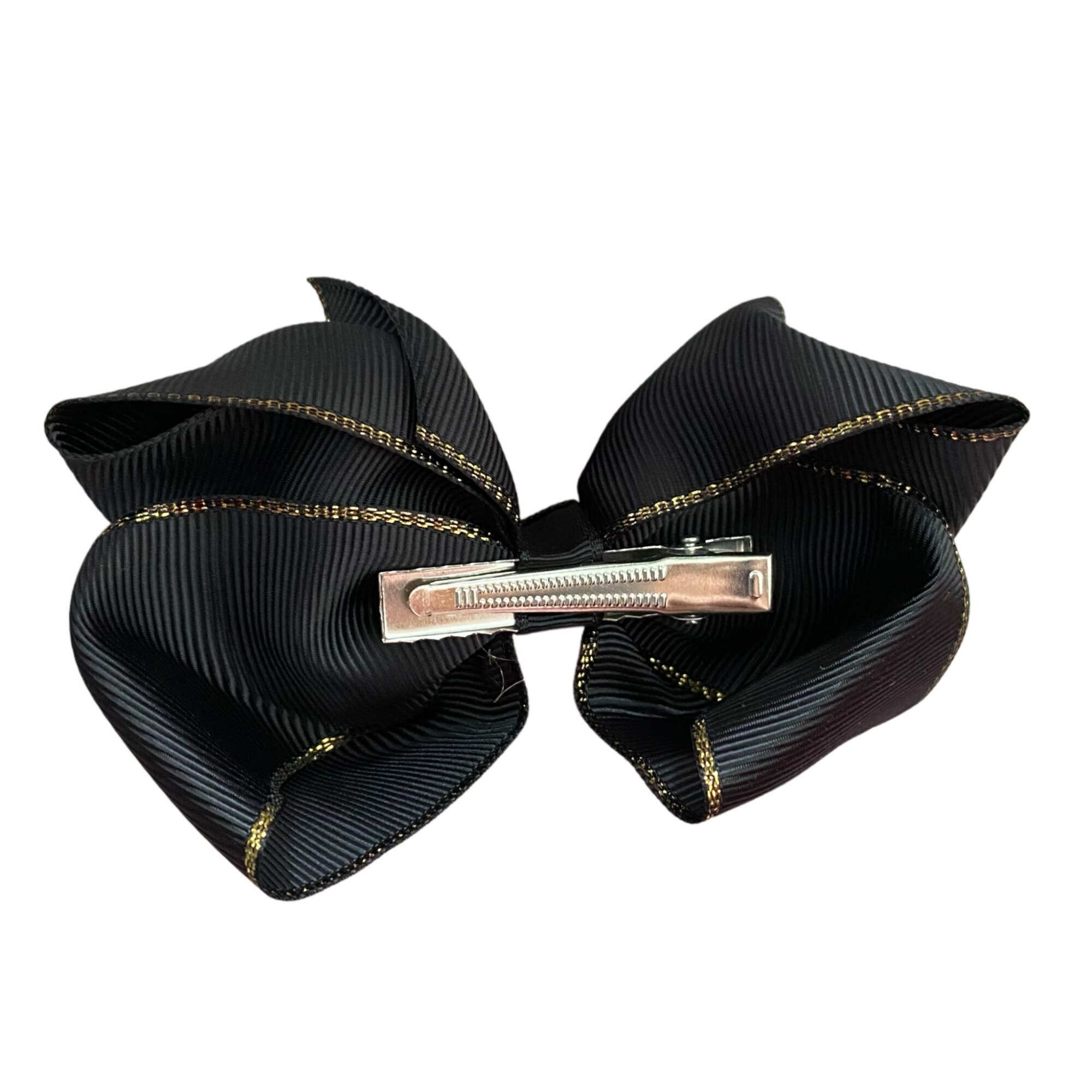 Clama de par pentru fete cu funda medie, 12 cm, margine aurie, model ...