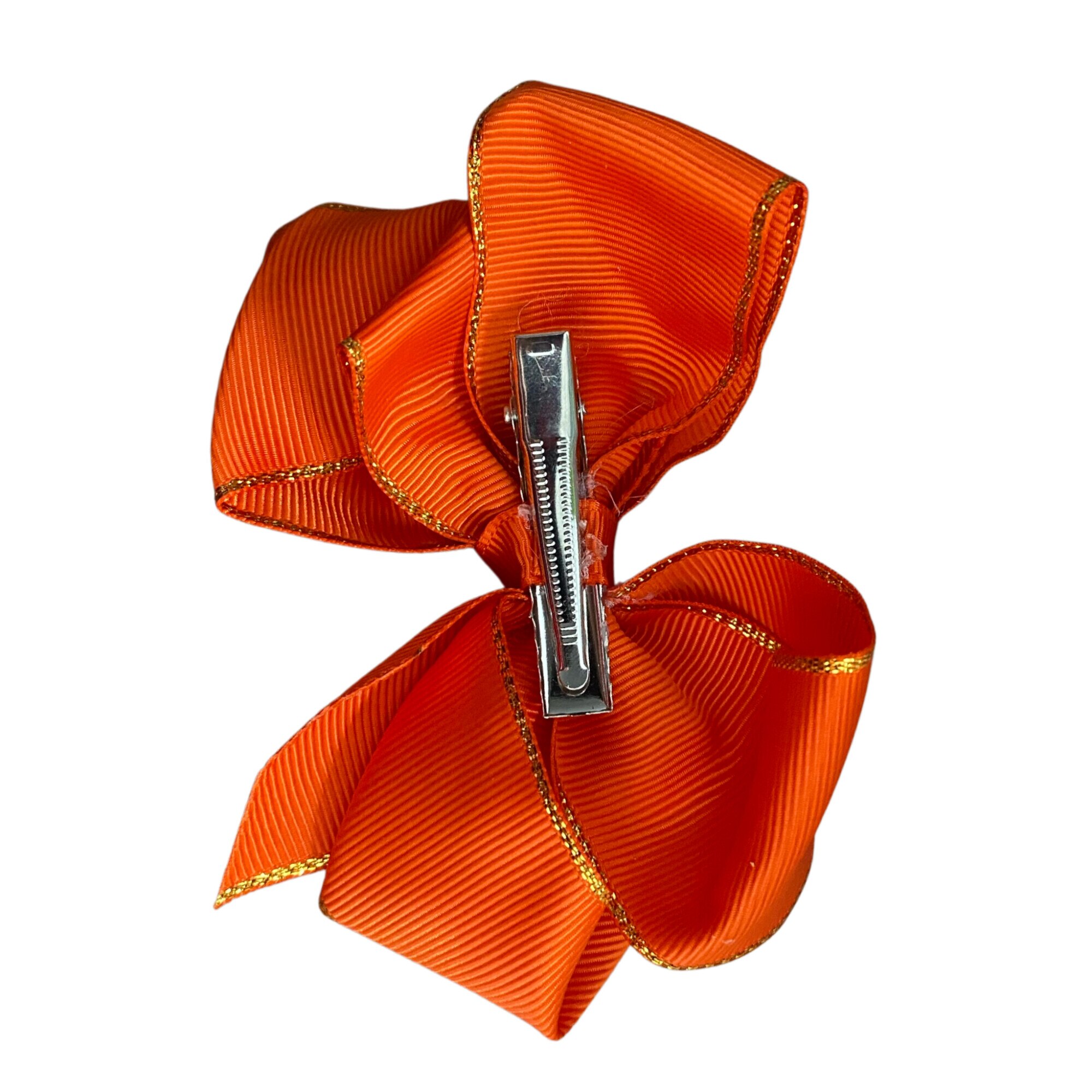 Clama de par pentru fete cu funda medie, 12 cm, margine aurie, model ...