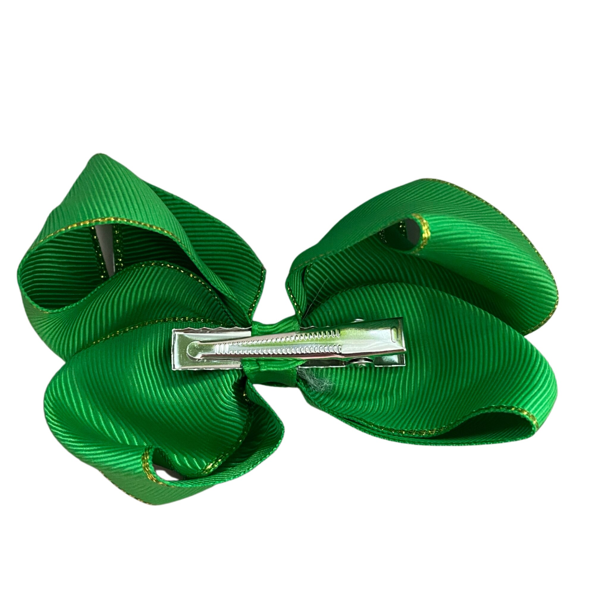 Clama de par pentru fete cu funda medie, 12 cm, margine aurie, model ...